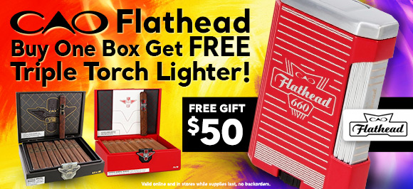 Neptune Cigar: CAO Flathead Buy One Box Get FREE $50 Lighter | Milled