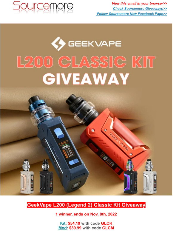 Sourcemore: Giveaway🎁GeekVape L200 (Legend 2) Classic Kit 丨Vaporesso ...