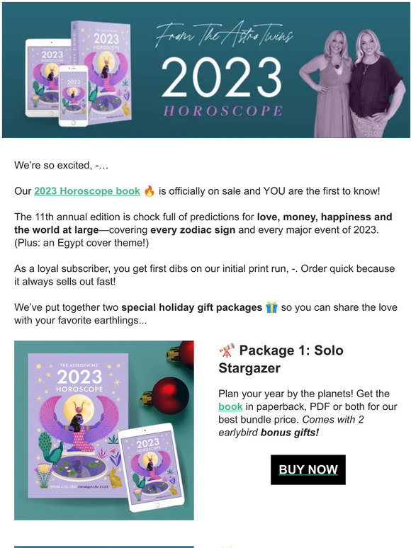 AstroTwins: 🎉The 2023 Horoscope Book Is Here! | Milled