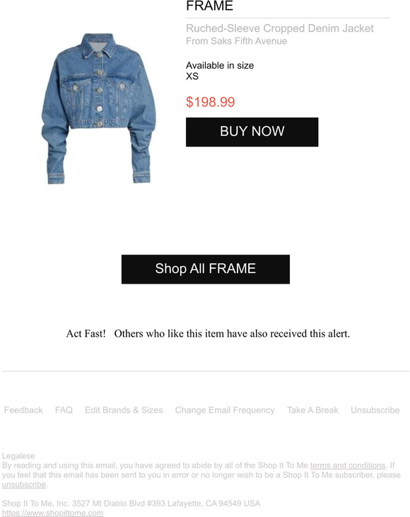 Shop It To Me: Your Ruched-Sleeve Cropped Denim Jacket is back in stock ...