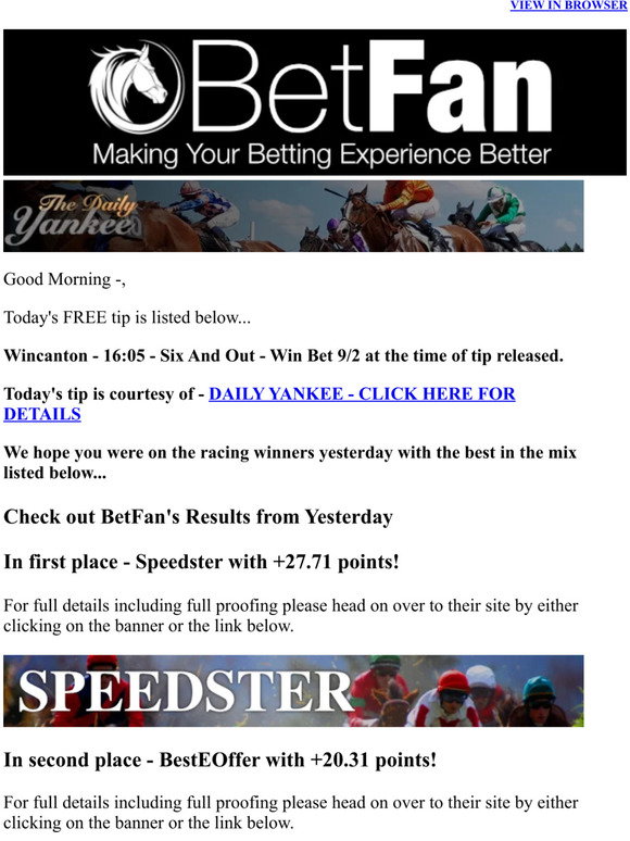 Betfan: 🔴 Six And Out 9/2 And Winners Inside... | Milled