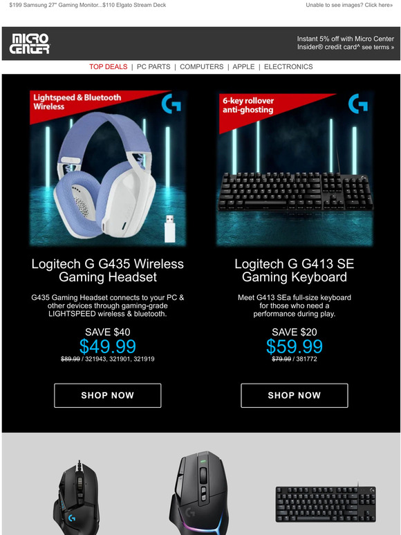 Micro Center: $49 Logitech G435 Wireless Headsets! $59 G413 Gaming ...