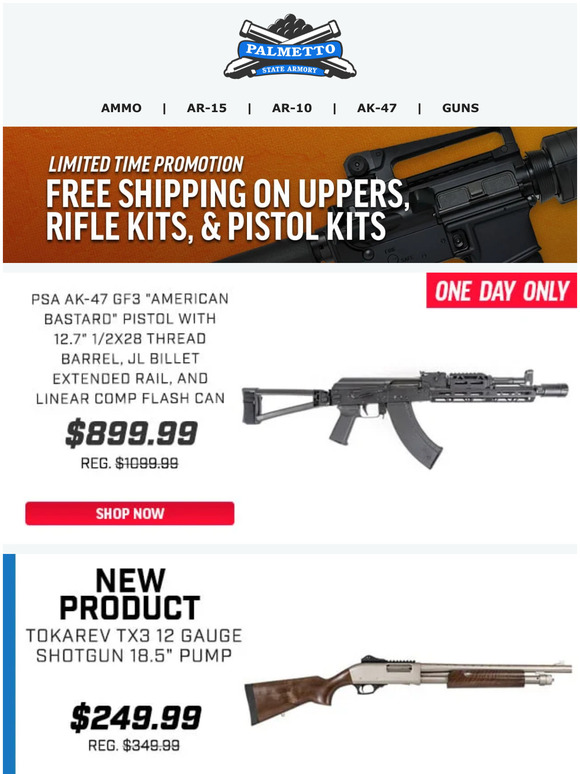 Palmetto State Armory: Last Chance For Free Shipping On All PSA Uppers ...