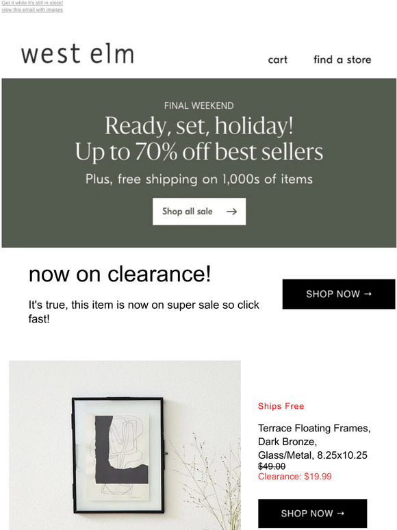 Pottery Barn: OFFICIALLY ON CLEARANCE! Our Terrace Floating Frames ...