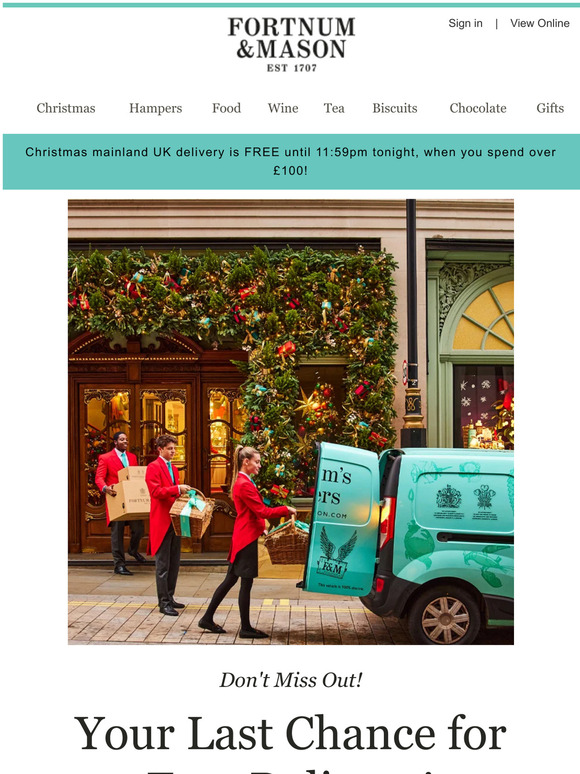 Fortnum & Mason: Last Day for Free Delivery! | Milled