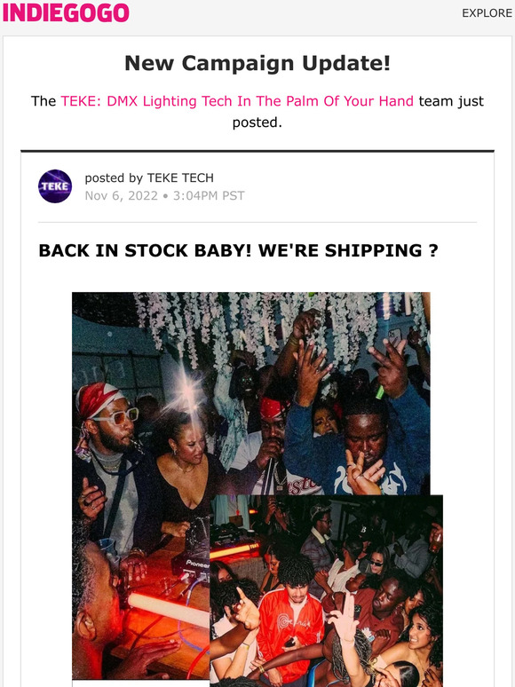 Indiegogo: 📢 Update #25 from TEKE: DMX Lighting Tech In The Palm Of ...