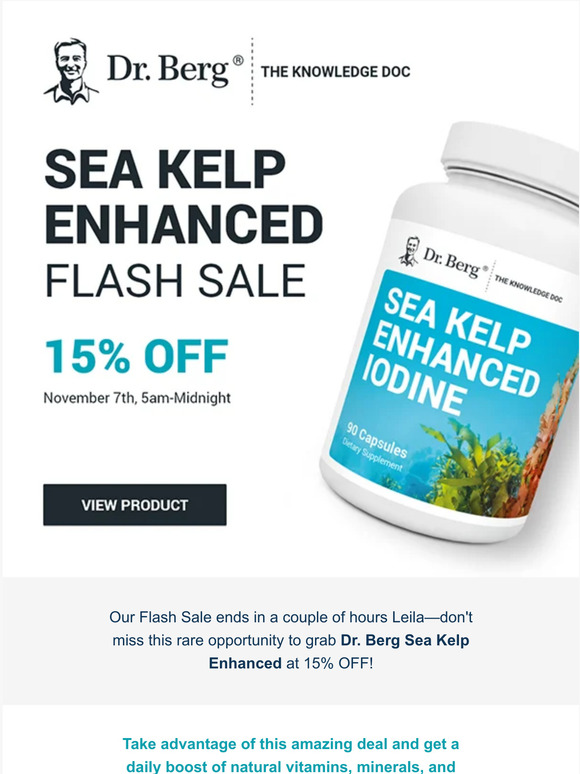 Dr. Berg: 👋 Say goodbye to 15% OFF Sea Kelp Enhanced! | Milled
