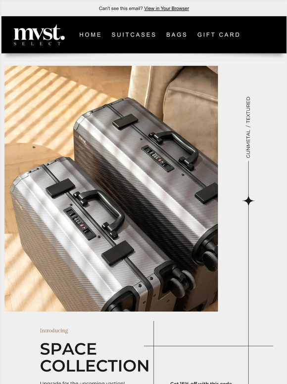 MVST Select: Meet the new SPACE luggage! 15% code included. | Milled