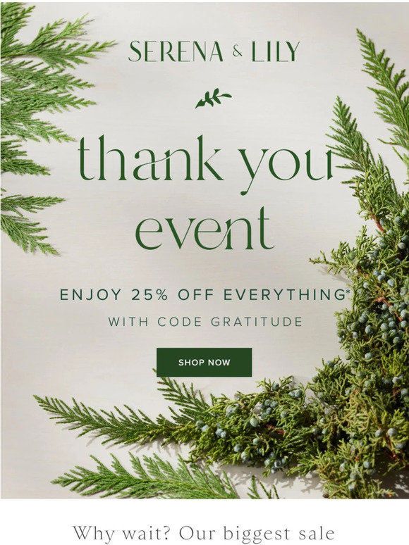 Serena and Lily: VIP Exclusive Access: 25% off starts now. | Milled