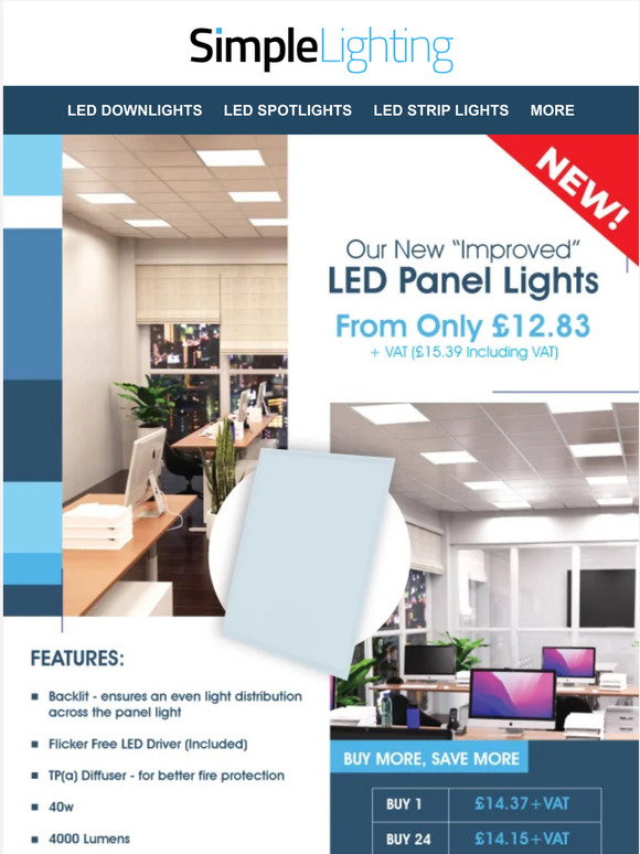 Simple Lighting: Our New LED Panels Are Now In Stock | Milled