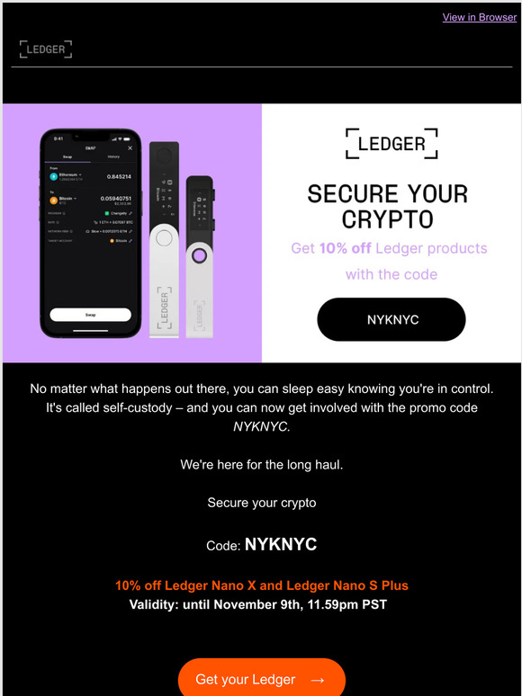 Ledger: Not Your Keys, Not Your Coins. Get secure with 10% off Ledger ...