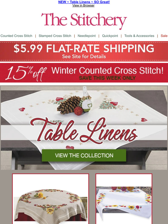 The Stitchery: Unique Designs For The Holidays - Table Linen Kits | Milled