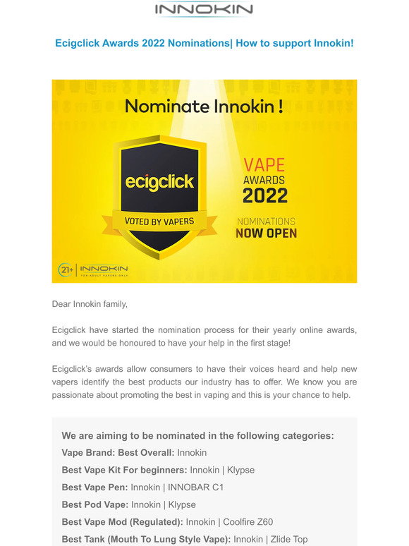 Innokin: Ecigclick Awards 2022 Nominations| How to support Innokin ...