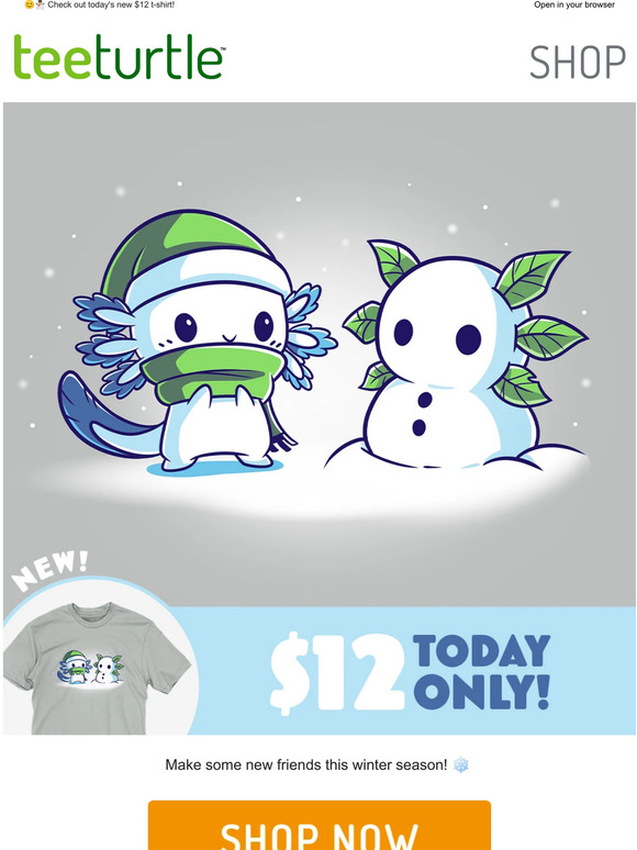 TeeTurtle: Adorable axolotl snowman! | Milled