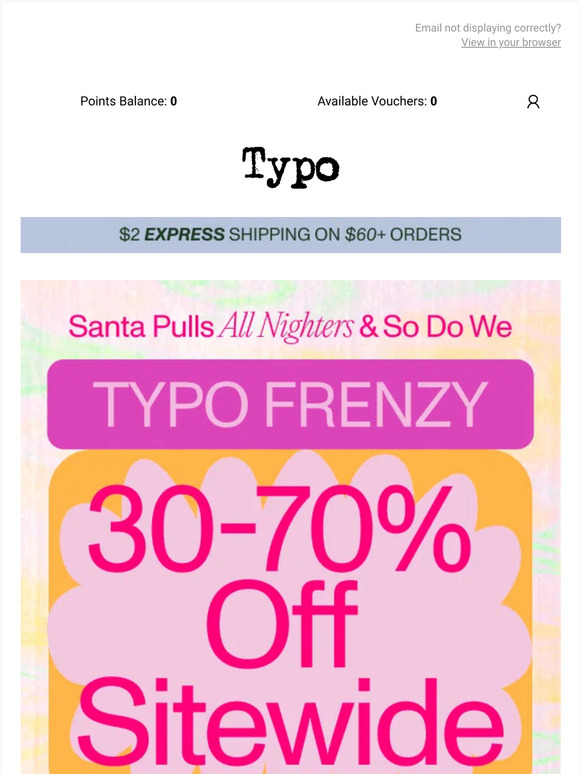 Typo Email Newsletters: Shop Sales, Discounts, and Coupon Codes