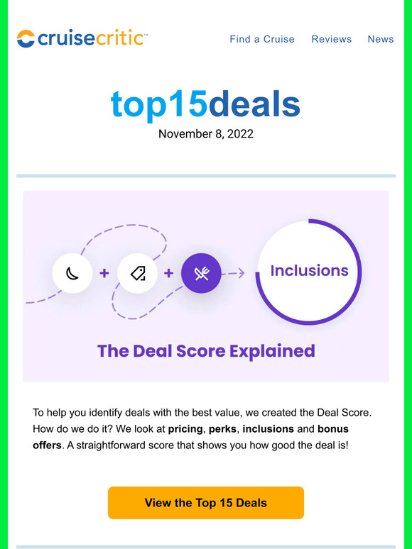 Cruise Critic: Just In: Top 15 Cruise Deals Ranked by Deal Score | Milled