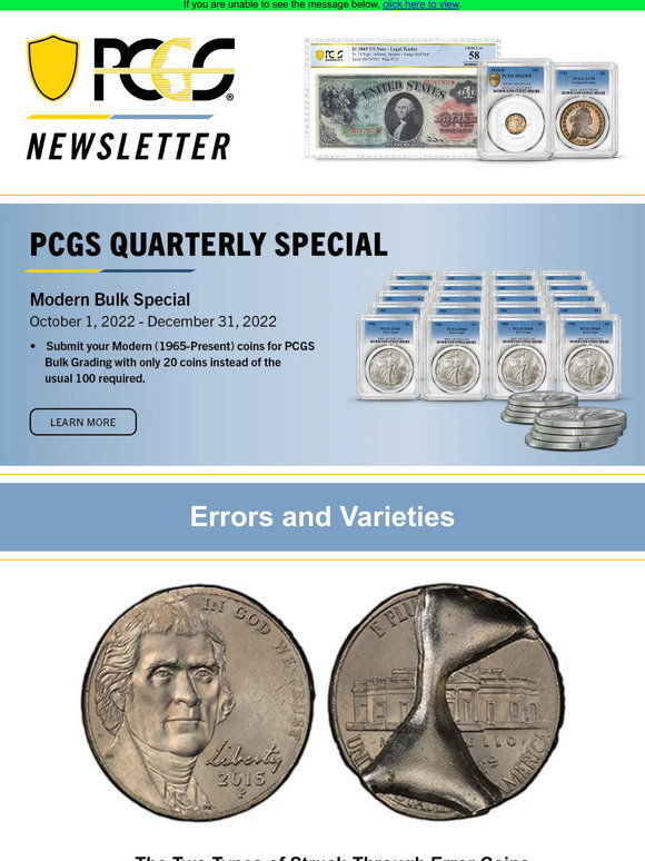PCGS: Types of Struck-Through Error Coins | Milled