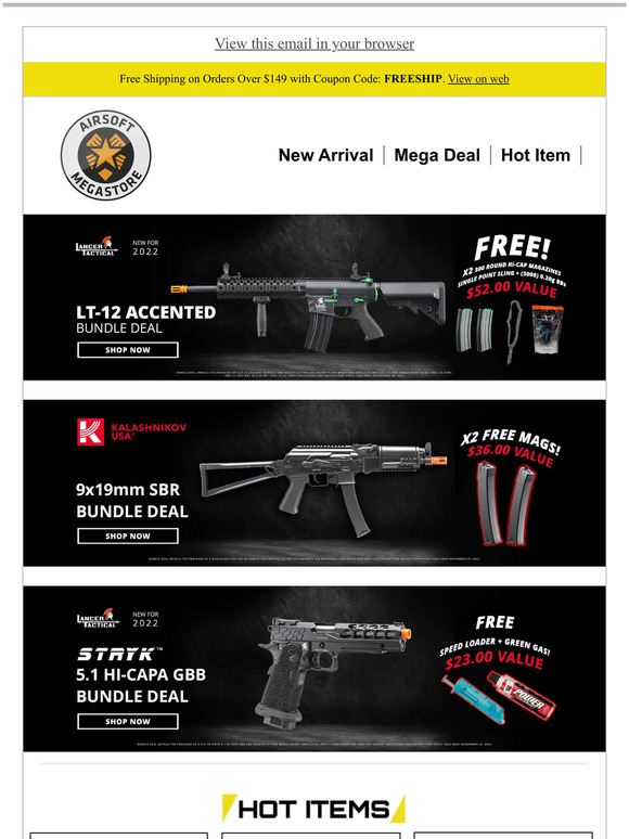 Airsoft Megastore: Freebies with Purchase of Select Airsoft Guns! | Milled