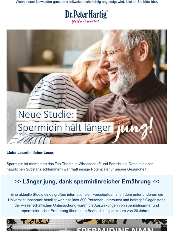 Dr. Peter Hartig: Neue Studie: Spermidin hält länger jung | Milled