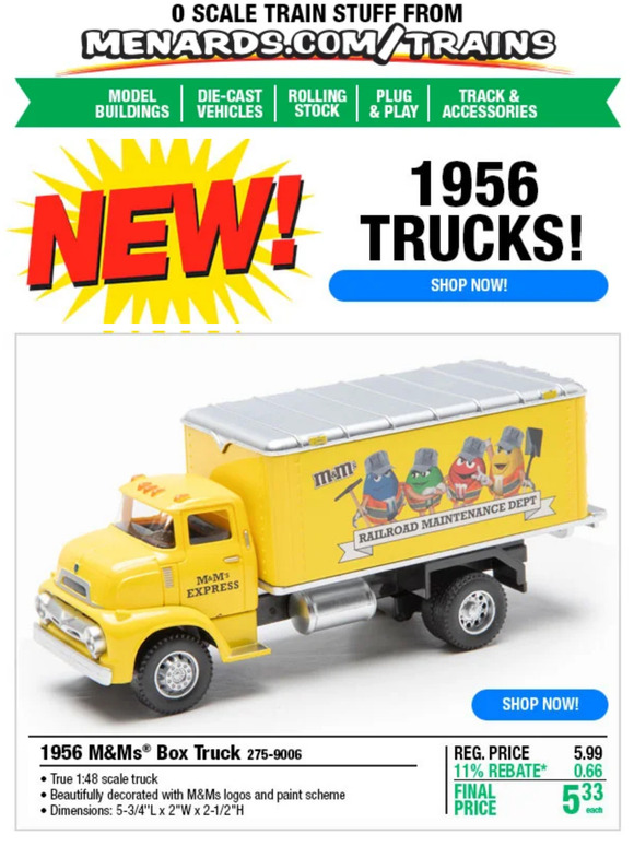 Menards: NEW! 1:48 Scale 1956 Trucks! | Milled