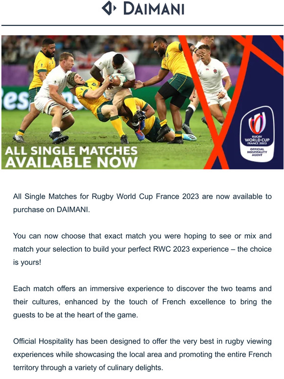Daimani: All Single Matches for RWC France 2023 are now available | Milled