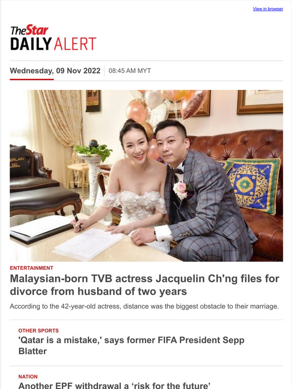 The Star: Malaysian-born TVB actress Jacquelin Ch' ng files for divorce from husband of two ...