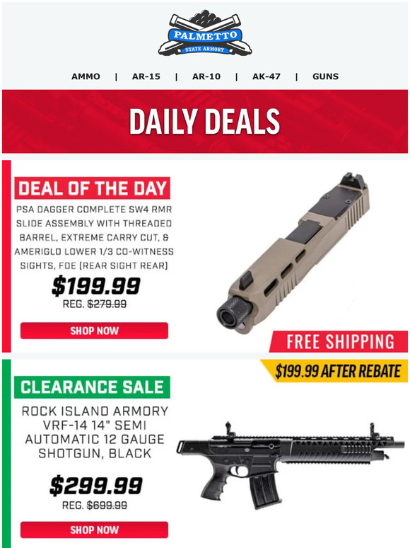 Palmetto State Armory: Deal of the Day | FDE PSA Dagger SW4 RMR Slide w ...