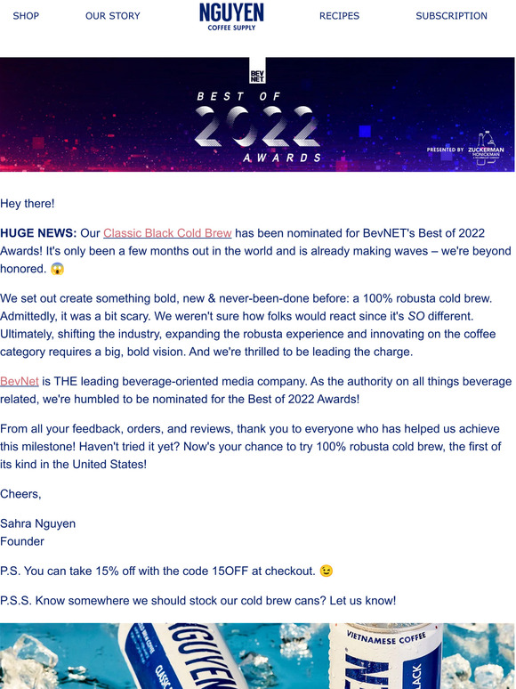 Nguyen Coffee Supply: We're nominated for BevNET's Best of 2022 Awards ...