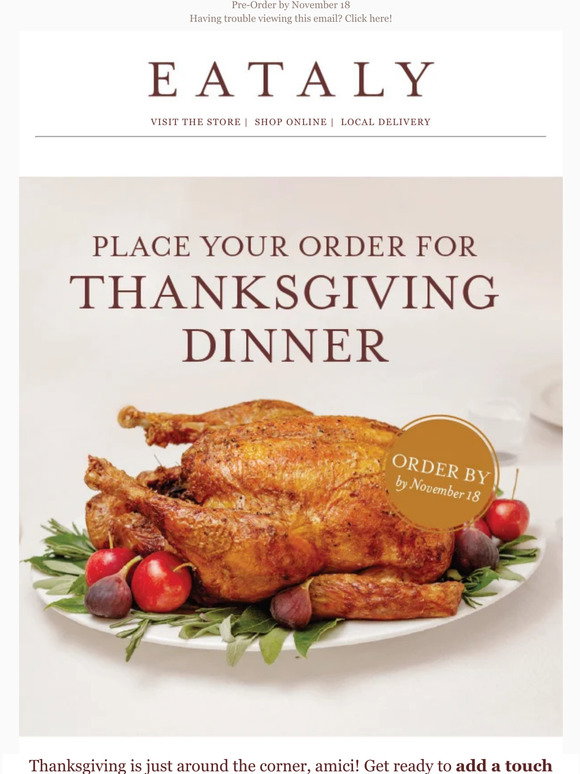 Eataly: Pre-Order for Thanksgiving | Milled