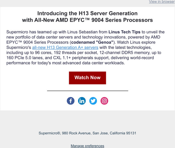 Supermicro: —, watch our H13 Server Generation Launch with Linus Tech Tips | Milled