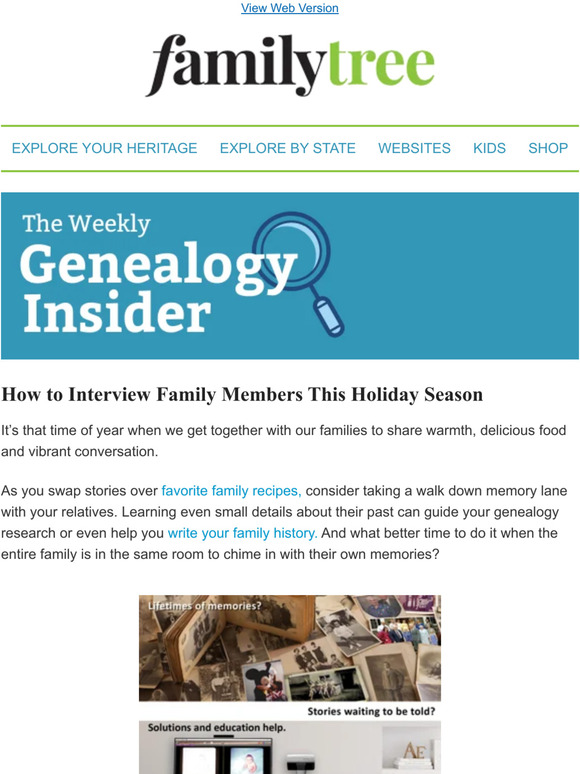 Family Tree Magazine: The Genealogy Insider: How to Interview Family ...