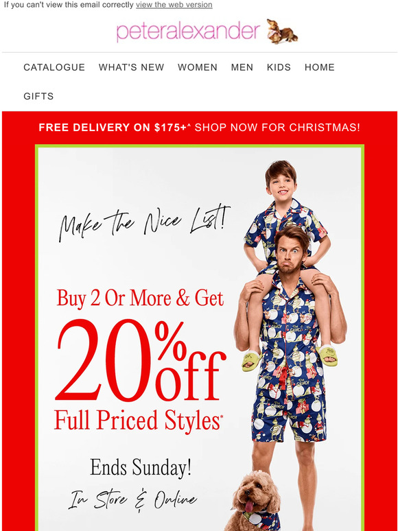 Peter Alexander: Tick off your gift list with Buy 2 & Save 20% | Milled