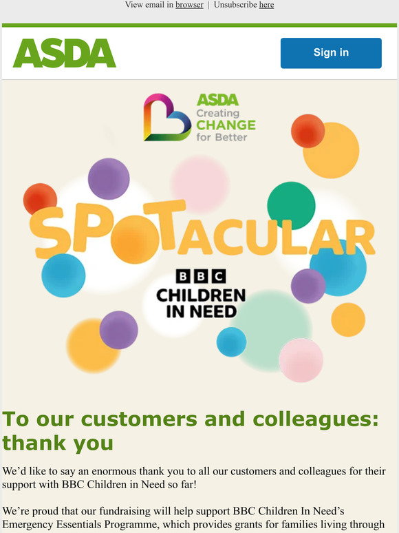 Asda George: Be SPOTacular for Children in Need 🟡 | Milled