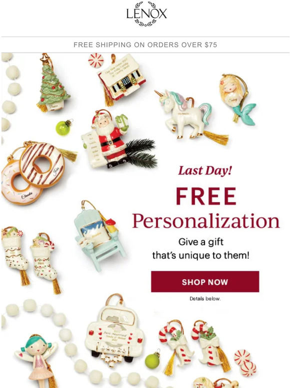 Lenox: Last Day: Free Personalization | Milled