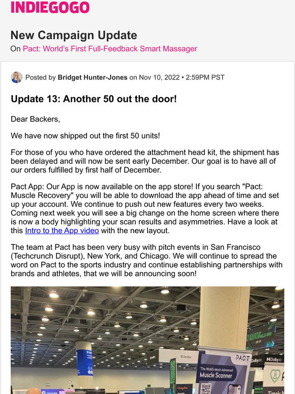 Indiegogo: 📢 Update #13 from Pact: World’s First Full-Feedback Smart ...