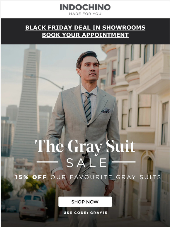Indochino: The Gray Suit SAAALE - Take 15% off our best gray suits | Milled