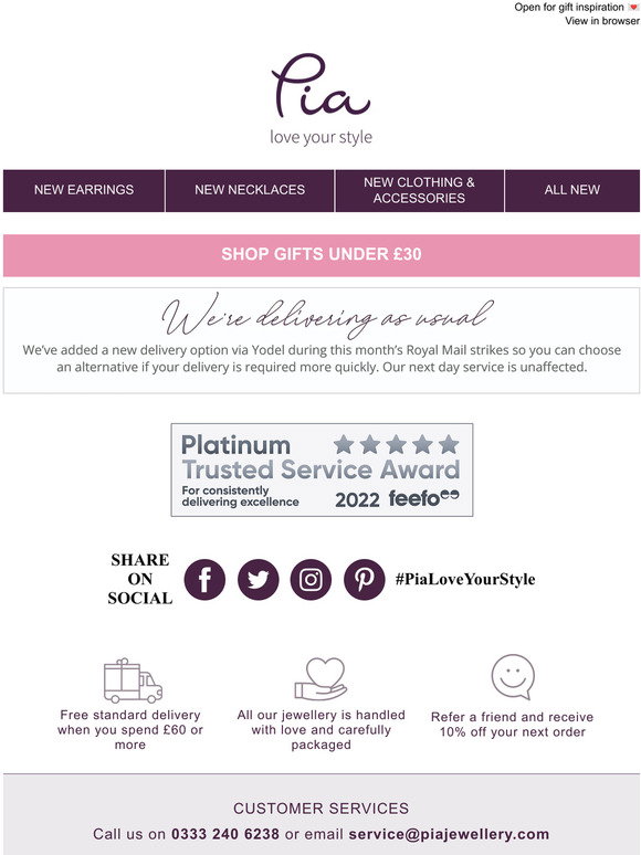 Pia Jewellery: Pia's BEST Gifts under £30 | Milled