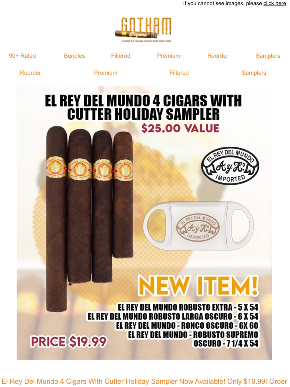 Gotham Cigars: New El Rey Del Mundo Holiday Sampler Now Available! | Milled