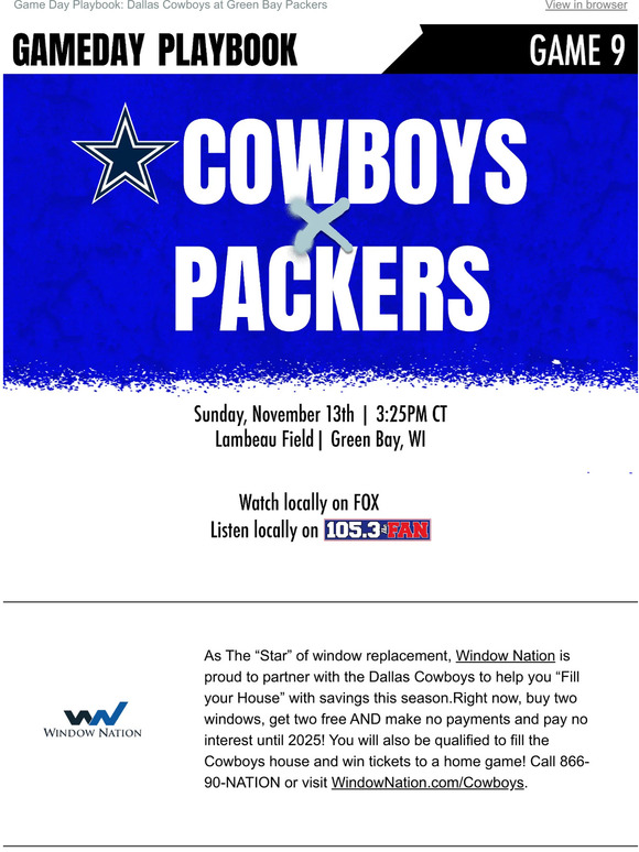 Dallas Cowboys Pro Shop: Game Day Playbook: Dallas Cowboys at Green Bay ...