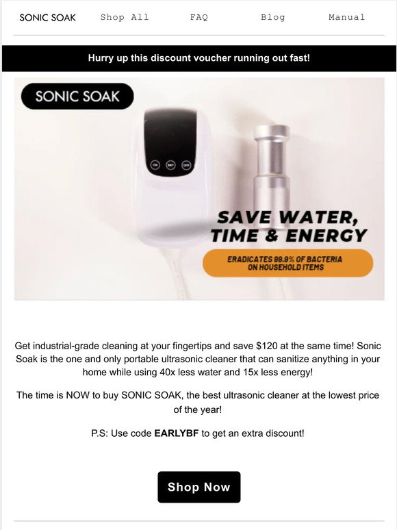 Sonic Soak: Want a gadget that can help you save water, time and energy ...