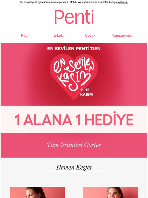 penti.com: 📣 1 Alana 1 Hediye | En Sevilen Penti’den En Sevilen Kasım 💖 | Milled