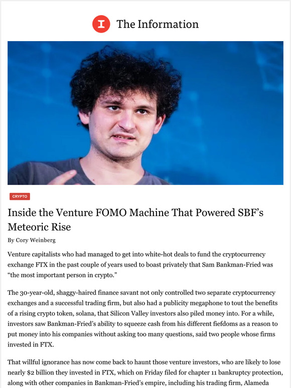 The Information: Inside the Venture FOMO Machine That Powered SBF’s Meteoric Rise | Milled