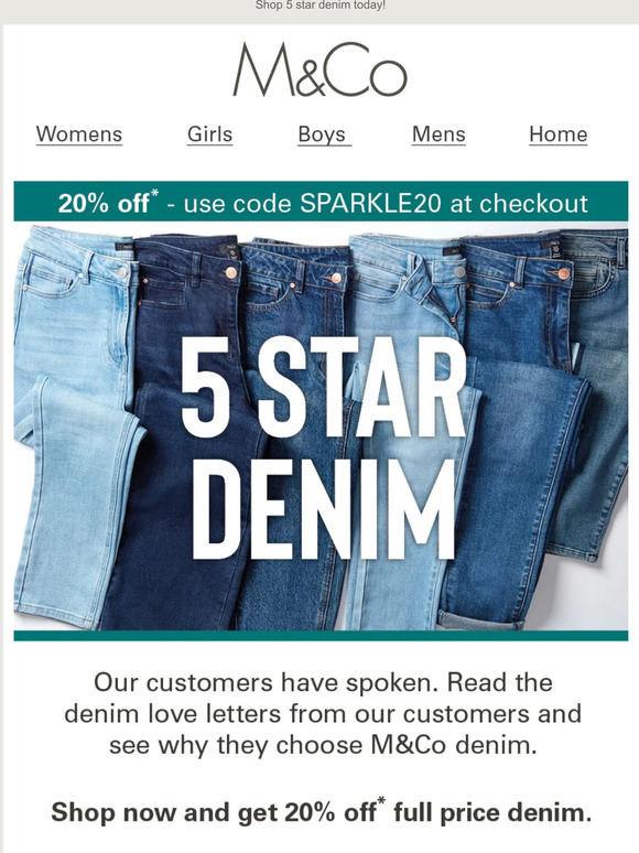 M&Co: 20% off* your new favourite jeans! | Milled