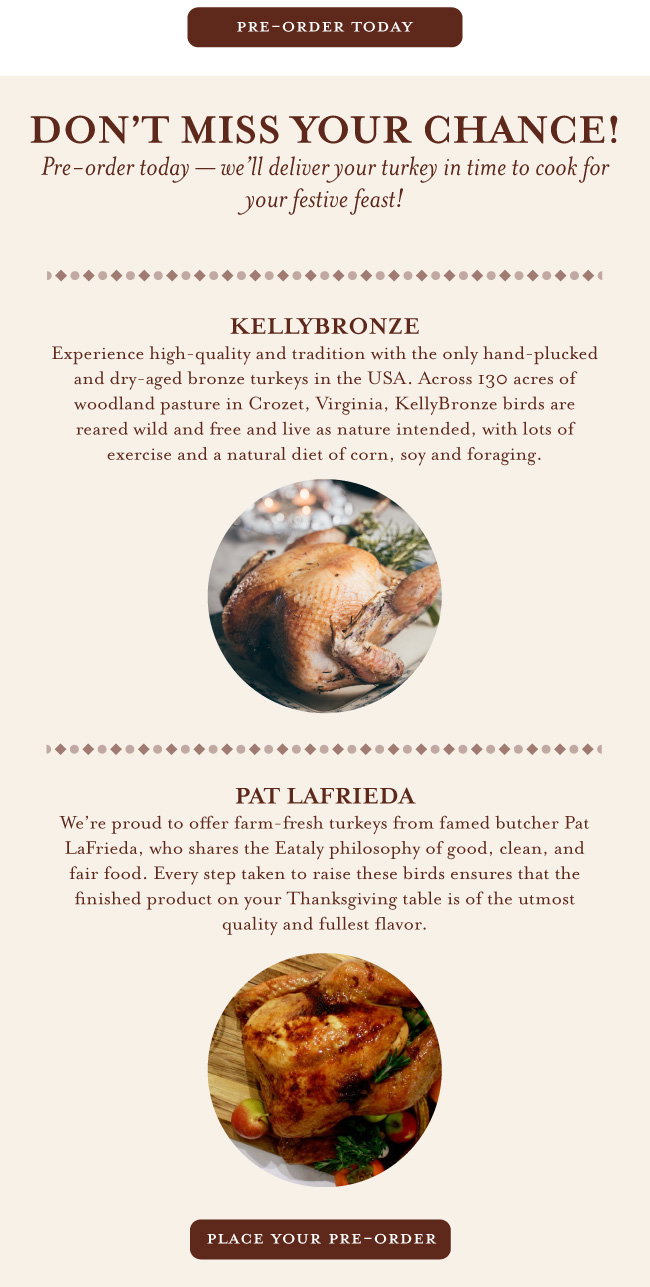 Eataly: Final weekend to pre-order your Thanksgiving turkey! | Milled