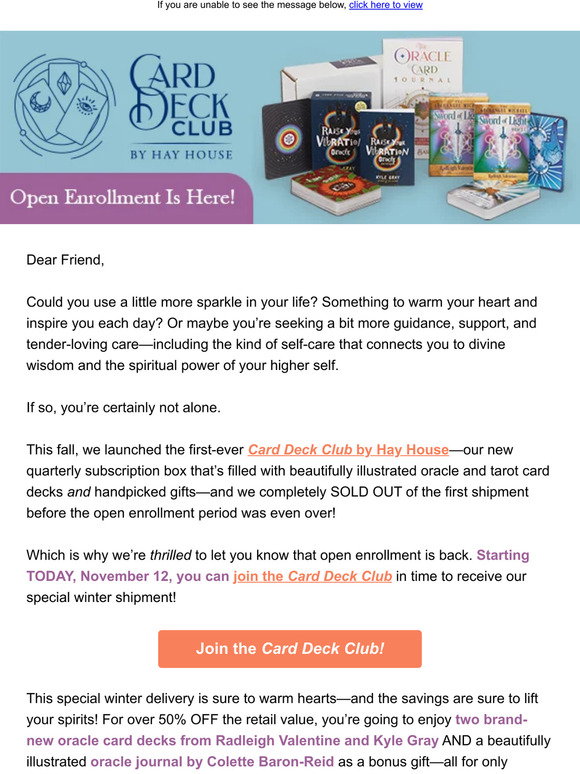 Hay House: Reintroducing Our NEW Card Deck Club! | Milled