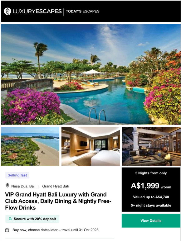 Luxury Escapes: Sell Out Alert: Bestselling Grand Hyatt VIP Escape w ...