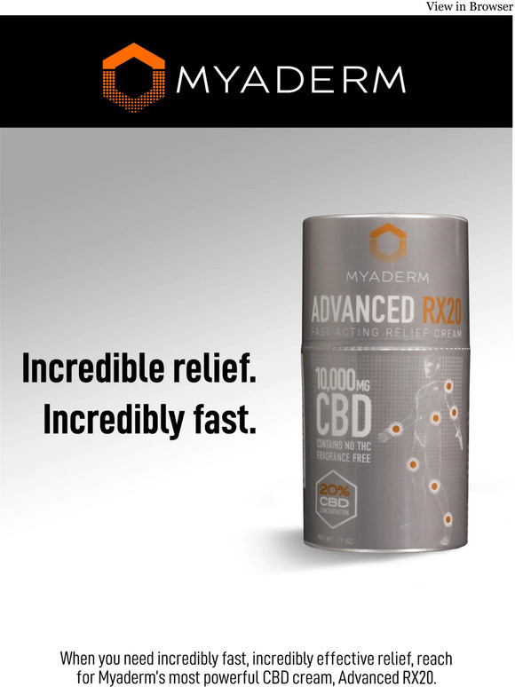 Myaderm: Incredibly Fast Pain Relief - Advanced RX20 With 10,000 mg Of CBD | Milled