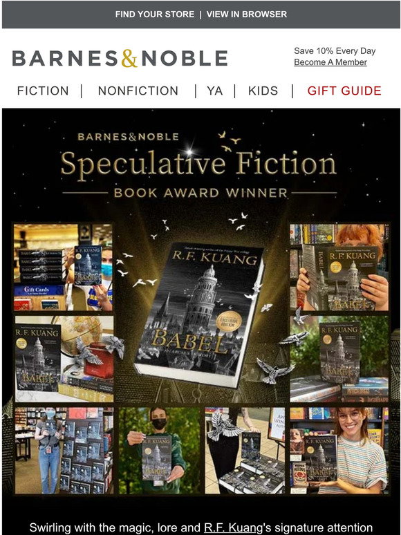 Barnes & Noble: Announcing Our Speculative Fiction Book Award Winner ...