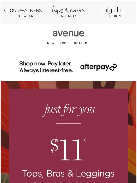 Avenue: Top Picks For You! $11* Tops, Bras & Leggings | Milled