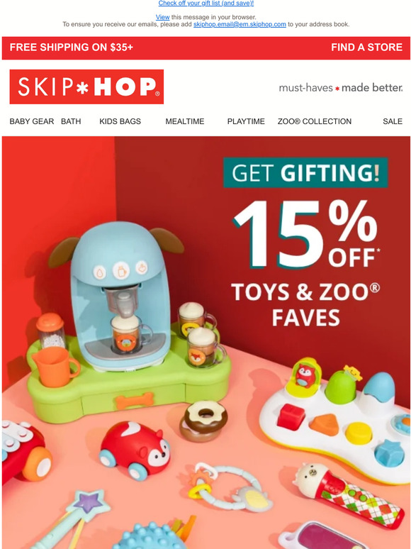 Skip Hop: 15% Off* Toys & ZOO® Faves Starts Now! | Milled